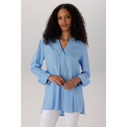 Damen Longblusehellblau, Basic, Gr. 44, Aniston SELECTED, unifarben, Web, Obermaterial: 100% Viskose, Blusen, mit extra-langen Manschetten