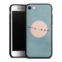 DeinDesign iPhone SE (2020) Handy Premium Silikon H&uuml;lle Handyh&uuml;lle schwarz Case Turquoise Bird Moon Silikon Premium Case
