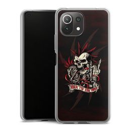 DeinDesign Xiaomi Mi 11 Lite 5G NE Handy Silikon H&uuml;lle Case transparent Handyh&uuml;lle Rock Totenkopf Music Silikon Case