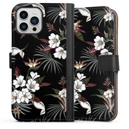 DeinDesign iPhone 13 Pro Max Handy Klapph&uuml;lle Handyh&uuml;lle aus Kunst Leder schwarz Flip Case Flowers Muster Autumn Sideflip mit langer Lasche
