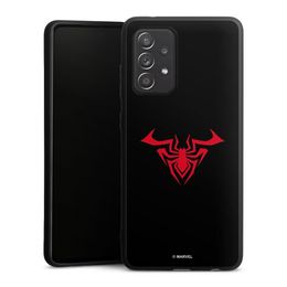 DeinDesign Galaxy A52s 5G Handy Premium Silikon H&uuml;lle Handyh&uuml;lle schwarz Case Spiderman Logo Marvel Silikon Premium Case