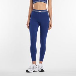 New Balance Damen Funktionstightsblau oyster, Gr. L, Obermaterial: 71% Polyester, 29% Elasthan, Hosen, schnelltrocknend, elastischer Materialmix, aus