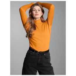 TRIGEMA Damen Rollkragenshirt "TRIGEMA Rollkragenshirt"curry, Basic, Gr. L, Feinstrick, 95% Baumwolle, 5% Elastan, Shirts