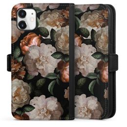 DeinDesign iPhone 11 Handy Klapph&uuml;lle Handyh&uuml;lle aus Kunst Leder schwarz Flip Case Wallpaper Rose Flower Sideflip mit Lasche