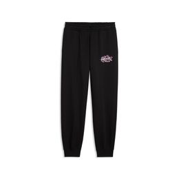 Puma M&auml;dchen Trainingshose "ESS NATURE 20 GRAPHIC SWEATPANTS FL"Puma schwarz, Gr. 140, gebl&uuml;mt, Fleece, Obermaterial: 68% Baumwolle, 32% Polyester,