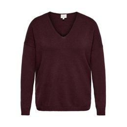 Only CARMAKOMA Damen V-Ausschnitt-Pullover "CARMARGARETA LS PULLOVER KNT NOOS"fig detail:melange, Gr. S, meliert, Strick, Obermaterial: 50% Viskose,