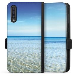 DeinDesign Galaxy A50 Handy Klapph&uuml;lle Handyh&uuml;lle aus Kunst Leder schwarz Flip Case Urlaub Sky Ocean Sideflip mit Lasche