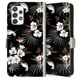 DeinDesign Galaxy A52s 5G Handy Klapph&uuml;lle Handyh&uuml;lle aus Kunst Leder wei&szlig; Flip Case Flowers Muster Autumn Sideflip mit Lasche
