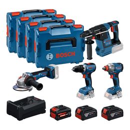 Bosch Elektrowerkzeug-Set GSR 18V-65 GDX 18V-285 GBH 18V-26 GWS 18V-11 2x 5.0Ah Akku (0615A500BJ)