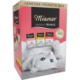 Miamor Ragout Royale Pute, Lachs, Kalb in Jelly Multibox Adult Katzen-Nassfutter ohne k&uuml;nstliche Geschmacksverst&auml;rker 48x100g
