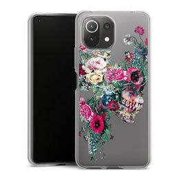 DeinDesign Xiaomi Mi 11 Lite 5G NE Handy Silikon H&uuml;lle Case transparent Handyh&uuml;lle Flower Totenkopf Riza Peker Silikon Case