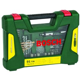 Bosch TiN-Bohrer- und Bit-Set 'V-Line' mit Ratschen-Schraubendreher und Magnetstab, 91-teilig
