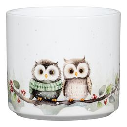 Scheurich &Uuml;bertopf 'Snowbirds 14/631' Keramik wei&szlig; bedruckt &Oslash; 13,6 x 12,2 cm