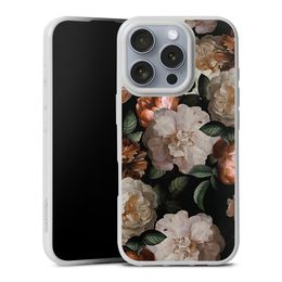 DeinDesign iPhone 16 Pro Handy Silikon H&uuml;lle Case wei&szlig; Handyh&uuml;lle Wallpaper Rose Flower Silikon Case