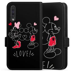 DeinDesign Galaxy A50 Handy Klapph&uuml;lle Handyh&uuml;lle aus Kunst Leder schwarz Flip Case Disney Love Sideflip mit Lasche