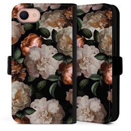 DeinDesign iPhone 17e Handy Klapph&uuml;lle Handyh&uuml;lle aus Kunst Leder schwarz Flip Case Wallpaper Rose Flower Sideflip mit Lasche