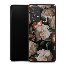 DeinDesign Galaxy A52s 5G Handy Slim Case extra d&uuml;nn Silikon Handyh&uuml;lle schwarz H&uuml;lle Wallpaper Rose Flower Silikon Slim Case