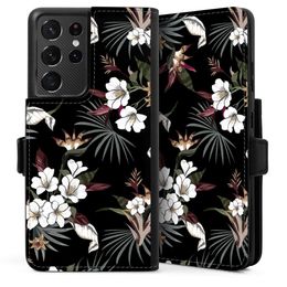 DeinDesign Galaxy S21 Ultra 5G Handy Klapph&uuml;lle Handyh&uuml;lle aus Kunst Leder schwarz Flip Case Flowers Muster Autumn Sideflip mit Lasche