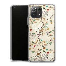 DeinDesign Xiaomi Mi 11 Lite 5G NE Handy Silikon H&uuml;lle Case transparent Handyh&uuml;lle Bird Retro Flowers Silikon Case