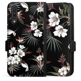 DeinDesign Galaxy A50 Handy Klapph&uuml;lle Handyh&uuml;lle aus Kunst Leder schwarz Flip Case Flowers Muster Autumn Sideflip mit Lasche