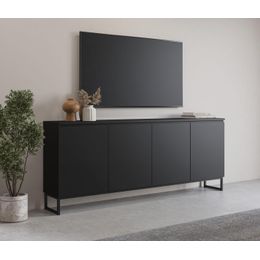Sideboard OTTO HOME, B:200cm H:81,6cm T:34,5cmschwarz, Holzwerkstoff, Melamin, Metall, Wohnzimmer, Sideboards, "Modo II, Breite 200 cm, moderne