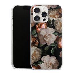 DeinDesign iPhone 15 Pro Max Handy Slim Case Silikon Handyh&uuml;lle transparent H&uuml;lle extra d&uuml;nn Wallpaper Rose Flower Silikon Slim Case