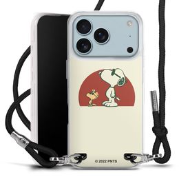 DeinDesign iPhone 17 Pro Handy Carry Case H&uuml;lle mit Band Handykette zum Umh&auml;ngen schwarz Snoopy Kindheit Official Licensed Product Carry Case