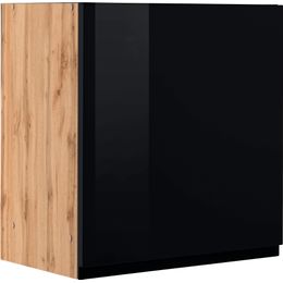 H&auml;ngeschrank KOCHSTATION, B:60cm H:57cm T:34cmhochglanz schwarz, wotaneiche, MDF, K&uuml;che, Schr&auml;nke, "KS-Virginia,neu in verbesserter Ausf&uuml;hrung",
