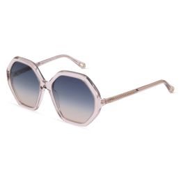 Chlo&eacute; Chlo&eacute; CH0008S | Unisex-Sonnenbrille | Fassung: Vollrand, Geometrisch, Acetat, Rose Transparent | Glasfarbe: Blau Verlaufend Mehrfarbig