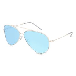 Ray-Ban RBR0101S AVIATOR REVERSE | Unisex-Sonnenbrille | Fassung: Vollrand, Pilot, Metall, Silber | Glasfarbe: Blau
