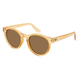 Le Specs HEY MACARENA | Unisex-Sonnenbrille | Fassung: Vollrand, Rund, Kunststoff, Gelb Transparent | Glasfarbe: Braun