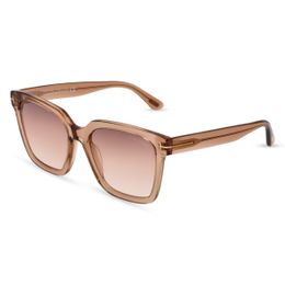 Tom Ford FT0952 SELBY | Damen-Sonnenbrille | Fassung: Vollrand, Quadratisch, Acetat, Honig Transparent | Glasfarbe: Braun Verlaufend