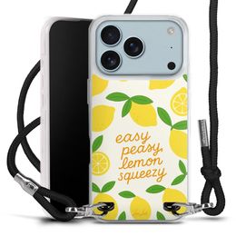 DeinDesign iPhone 17 Pro Handy Carry Case H&uuml;lle mit Band Handykette zum Umh&auml;ngen schwarz Lemon Statement Spruch Carry Case
