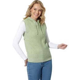Damen Pullunder mit Kapuze eucalyptus-champagner-meliert, Gr&ouml;&szlig;e 42