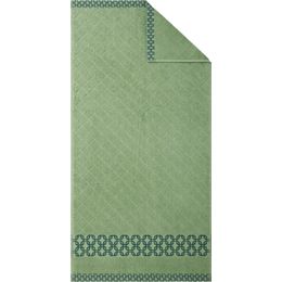 w&auml;schepur unisex Handtuch mit 2-farbiger Bord&uuml;re eucalyptus, Gr&ouml;&szlig;e 70x140 cm - Duschtuch