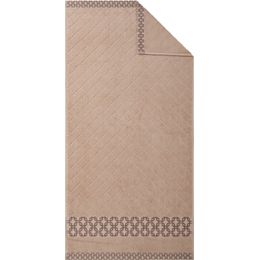 w&auml;schepur unisex Handtuch mit 2-farbiger Bord&uuml;re beige, Gr&ouml;&szlig;e 16x22 cm, 2 - Waschlappen