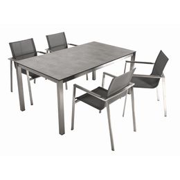 Garden Pleasure Gartenm&ouml;belset 'Sienna' f&uuml;r 4 Personen Edelstahl