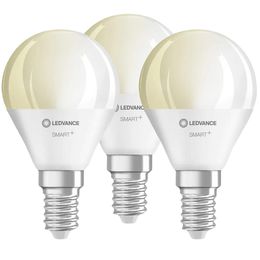 LEDVANCE LED-Leuchtmittelset 'SMART WiFi CLP' dimmbar Tropfen matt E14 4,9 W 470 lm warmwei&szlig; 3 St&uuml;ck