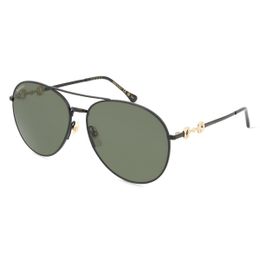 Gucci GG1698S | Unisex-Sonnenbrille | Fassung: Vollrand, Pilot, Metall, Schwarz | Glasfarbe: Grau