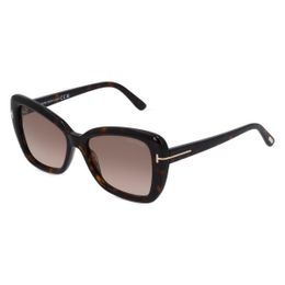 Tom Ford FT1008 MAEVE | Unisex-Sonnenbrille | Fassung: Vollrand, Butterfly, Kunststoff, Havanna Gl&auml;nzend | Glasfarbe: Braun Verlaufend