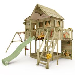 Disney Spielhaus GreenHouse mit Schaukel Rutsche & Sandkasten - Stelzenhaus 2,30m H&ouml;he - Hochwertiges Holz Spielger&auml;t f&uuml;r Garten - Wickey
