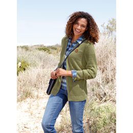 WITT Damen Strickjacke mit Ripp-Abschl&uuml;ssen, schilf, Gr&ouml;&szlig;e 52