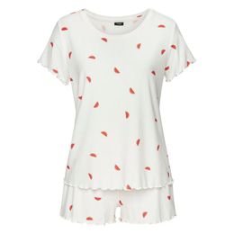 VIVANCE DREAMS BY LASCANA Shorty mehrfarbig Gr. 44/46 f&uuml;r Damen. Rundhals und Allover-Druck. Bequem