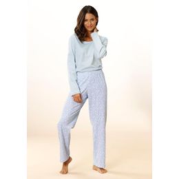 VIVANCE DREAMS BY LASCANA Pyjama mehrfarbig Gr. 56/58 f&uuml;r Damen. Rundhals und Piping, Allover-Druck. Bequem. Nachhaltig.