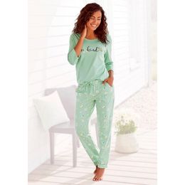 VIVANCE DREAMS BY LASCANA Pyjama mehrfarbig Gr. 36/38 f&uuml;r Damen. Rundhals und Druck. Bequem. Nachhaltig.