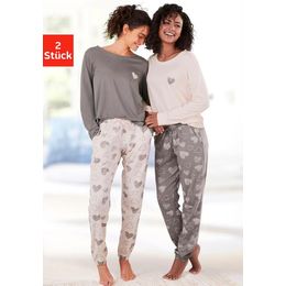 VIVANCE DREAMS BY LASCANA Pyjama pink Gr. 52/54 f&uuml;r Damen. Mit Rundhals. Loose Fit. Nachhaltig.