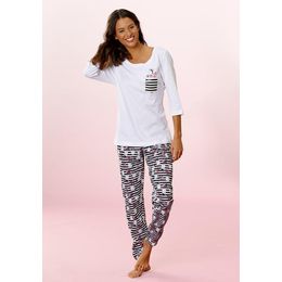 VIVANCE DREAMS BY LASCANA Pyjama mehrfarbig Gr. 56/58 f&uuml;r Damen. Mit Rundhals. Bequem. Nachhaltig.