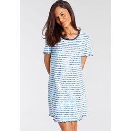 VIVANCE DREAMS BY LASCANA Sleepshirt blau Gr. 32/34 f&uuml;r Damen. Rundhals und Allover-Druck. Bequem. Nachhaltig.