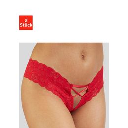 PETITE FLEUR GOLD BY LASCANA Panty-Ouvert schwarz+rot Gr. 32/34 f&uuml;r Damen