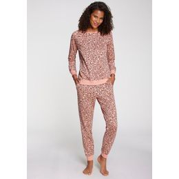 VIVANCE DREAMS BY LASCANA Pyjama mehrfarbig Gr. 48/50 f&uuml;r Damen. Rundhals und Allover-Druck. Basic. Nachhaltig.